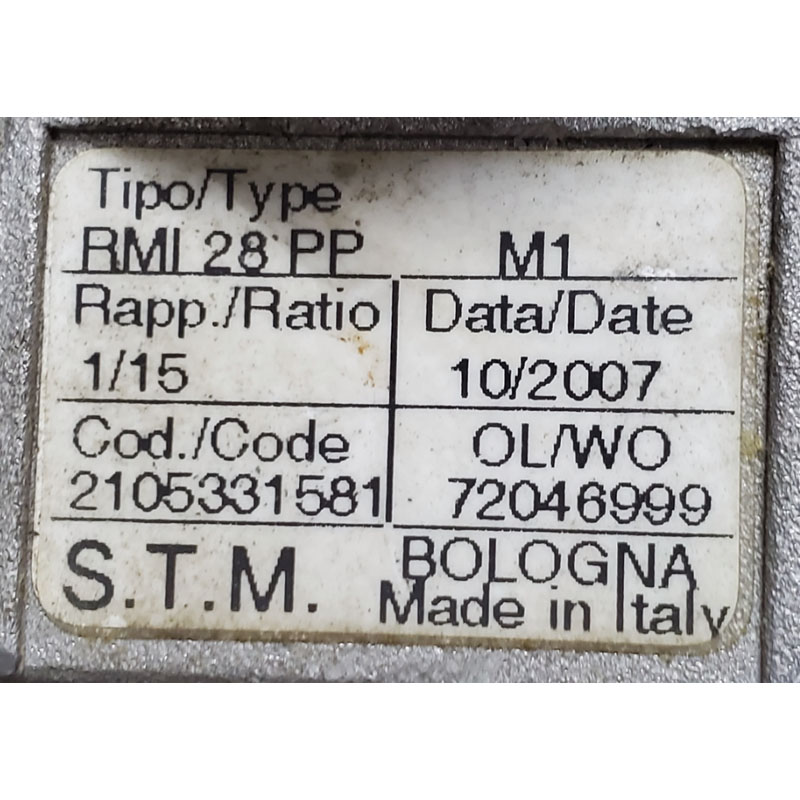 REDUCTOR RMI-28/PP M1 I=1:15 PAM=80/14 BRIDA CUAD. TAV 12 POS COD. 2.020.0525 (2.020.0098) MARCA ...