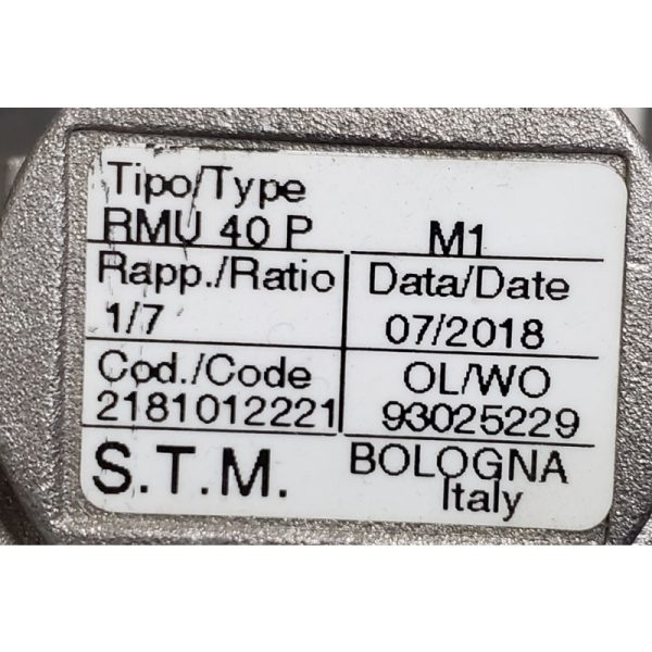 REDUCTOR RMU-40/P M1 I=1:7 PAM=80/14 FORO=19 MM COD. 2.020.0051 BRIDA CUADRADA 2181012221 STM ...