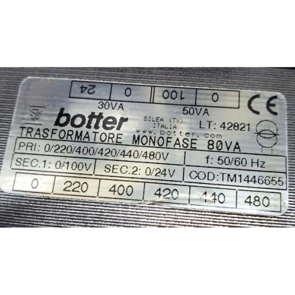 TRANSFORMADOR MONOFASICO VA=80 PRIM 0/220/400/440/480 SEC1 0/100V SEC2 ...